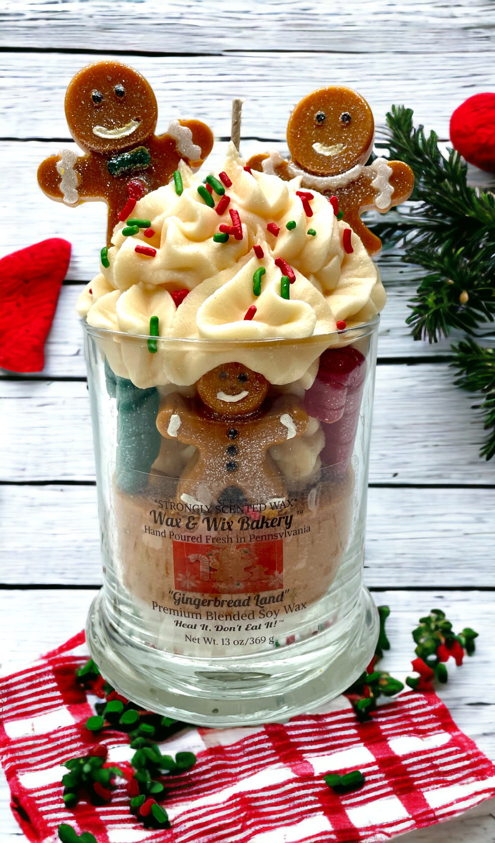 Gingerbread Man Candle. Large 13oz. Soy Candle/Strong Scented Wax/Gift