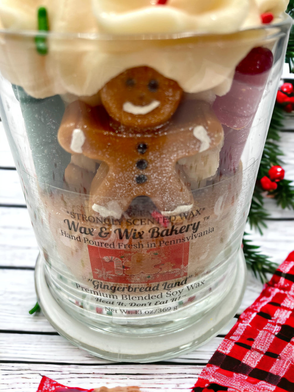 Gingerbread Man Candle. Large 13oz. Soy Candle/Strong Scented Wax/Gift