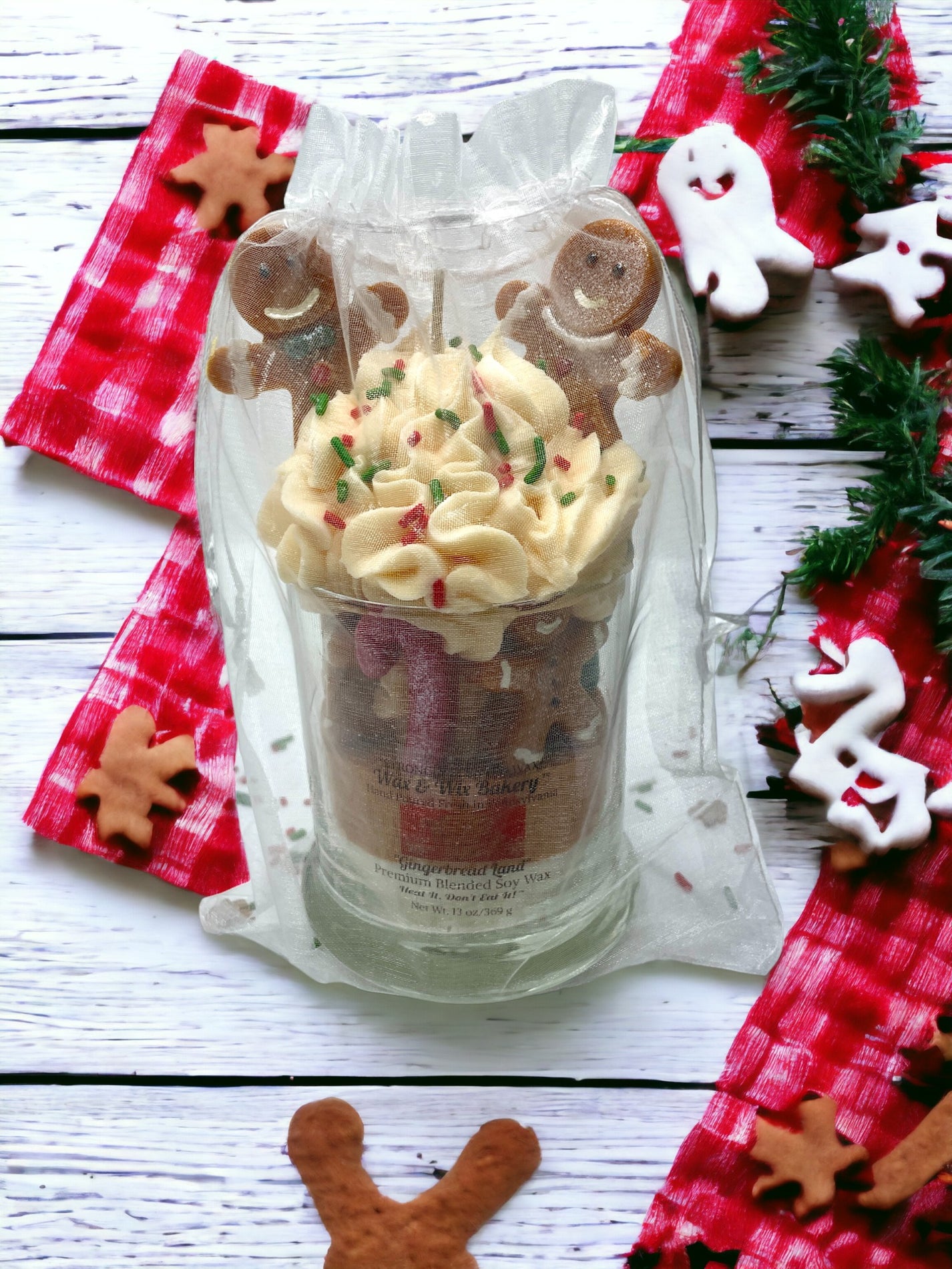 Gingerbread Man Candle. Large 13oz. Soy Candle/Strong Scented Wax/Gift
