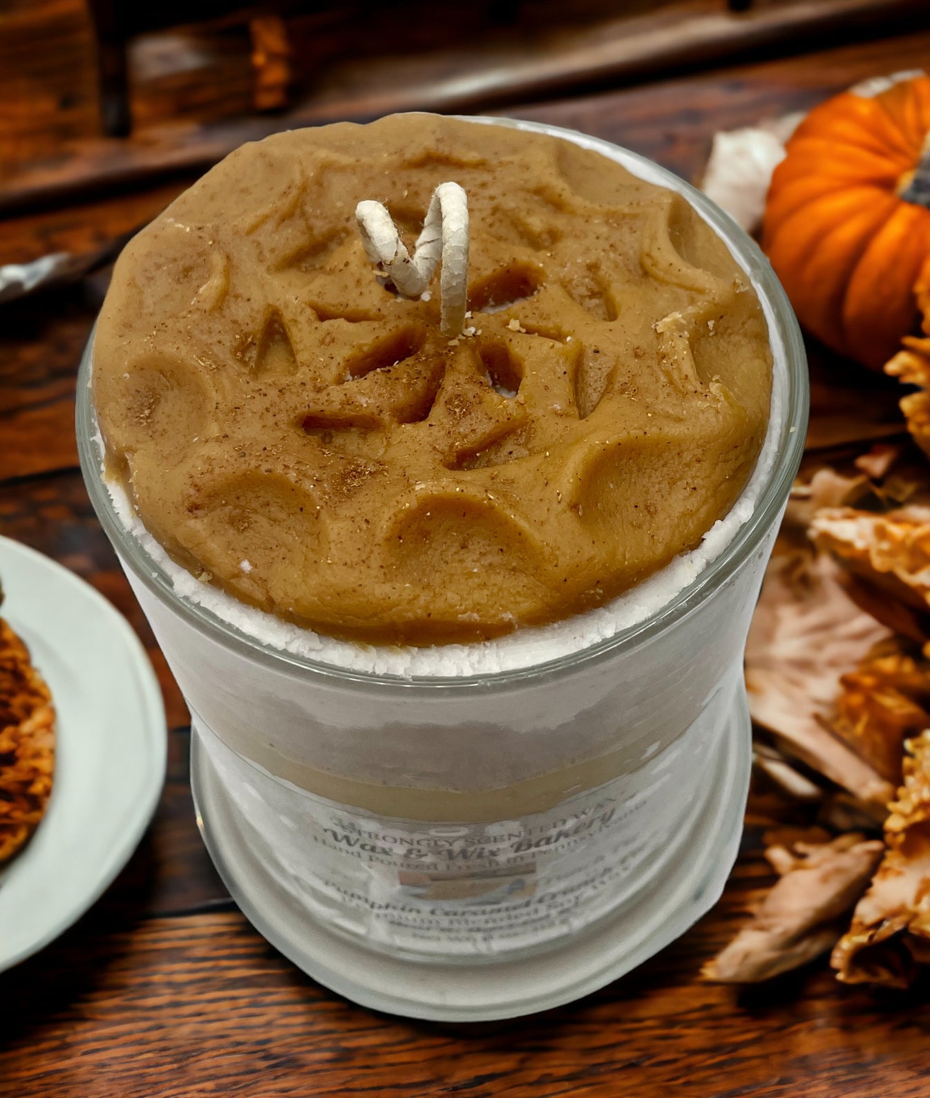 Pumpkin Caramel Crunch Pie Candle 11oz. Soy Candle/Strong Scented Cand