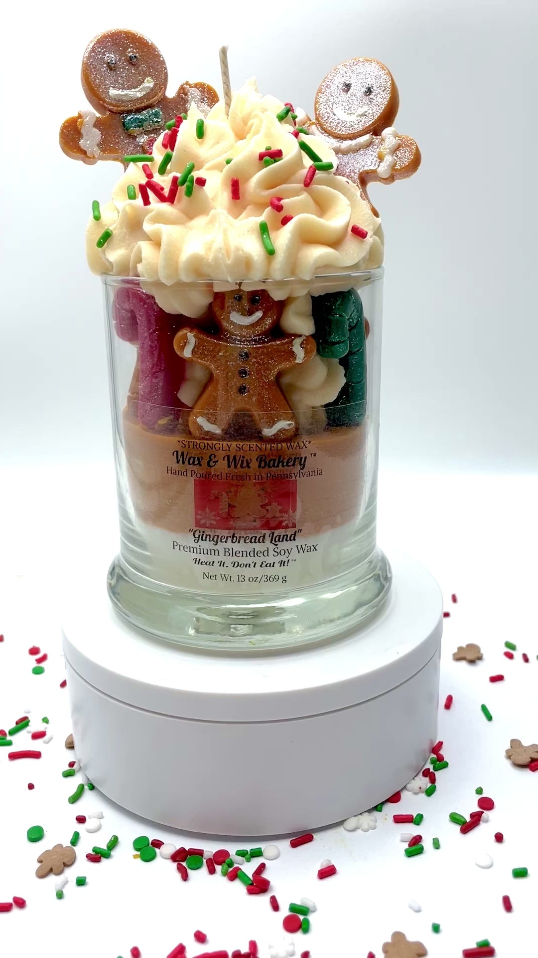 Gingerbread Man Candle. Large 13oz. Soy Candle/Strong Scented Wax/Gift