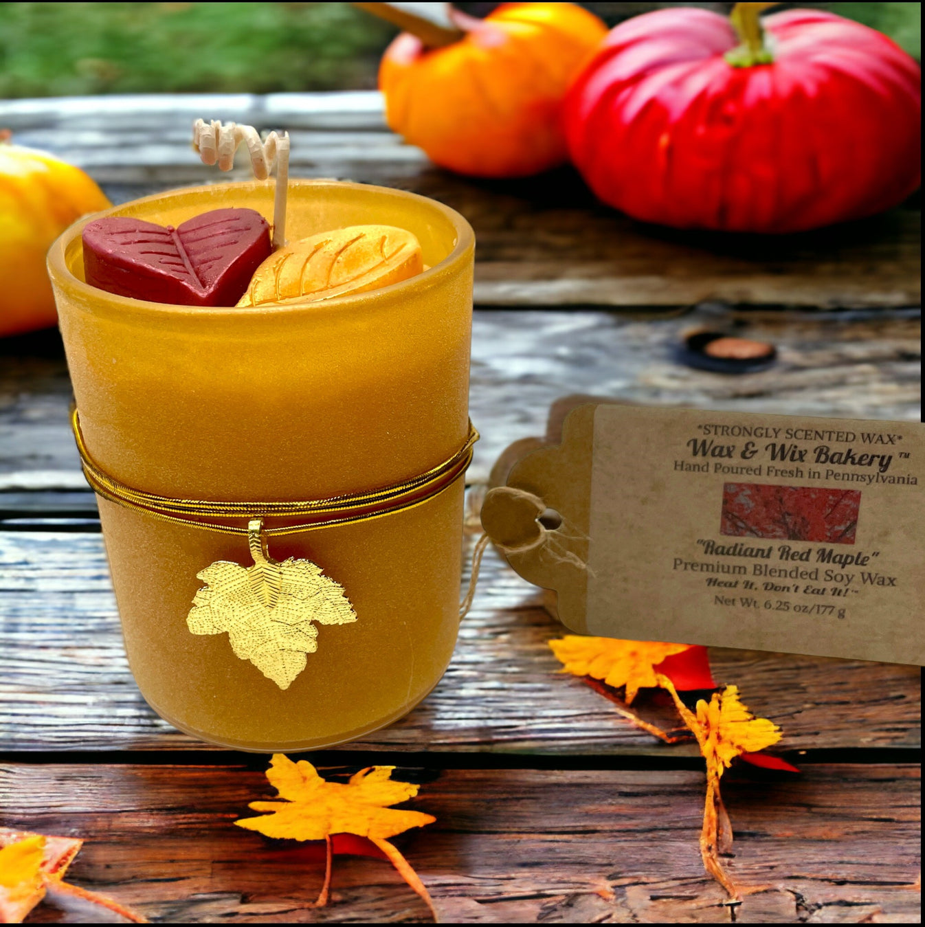 Radiant Red Maple Candle/Soy Candle/6.25oz./Fall Leaves/Strongly Scent